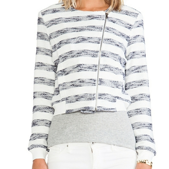 Sanctuary | Jackets & Coats | Sanctuary Navy Striped Racer Cross Zipper ...